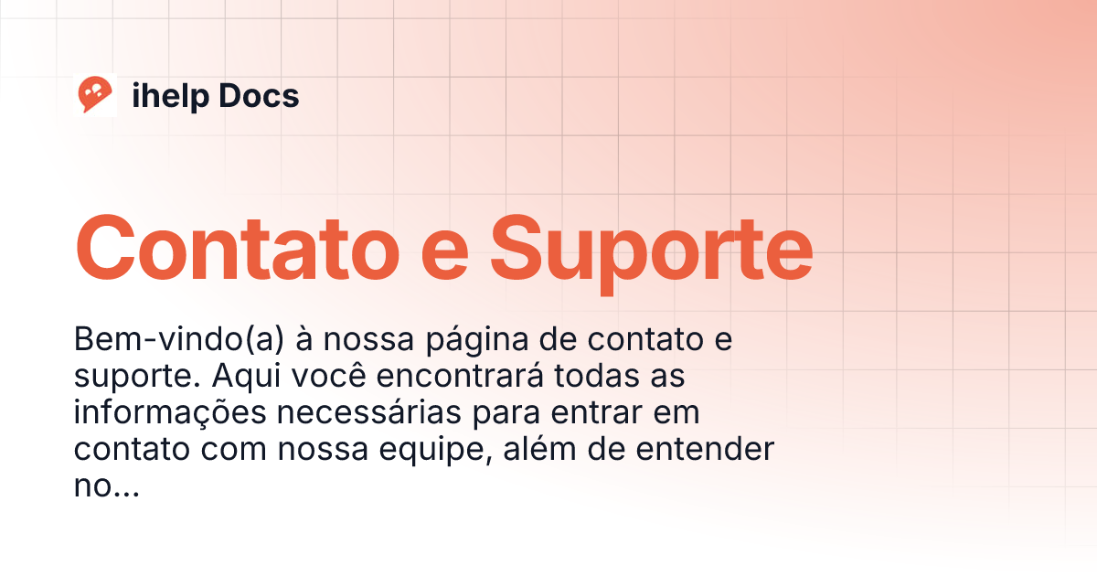 Contato e Suporte | ihelp Docs